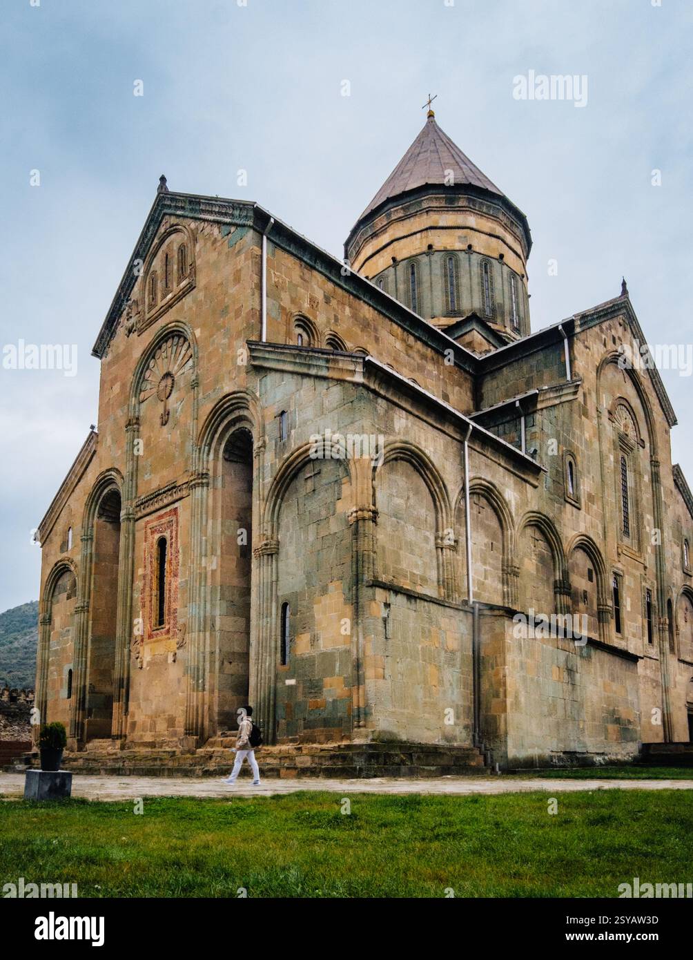 Svetitskhoveli Cathedral in Mtskheta, Georgia, a UNESCO World Heritage Site, featuring medieval ...