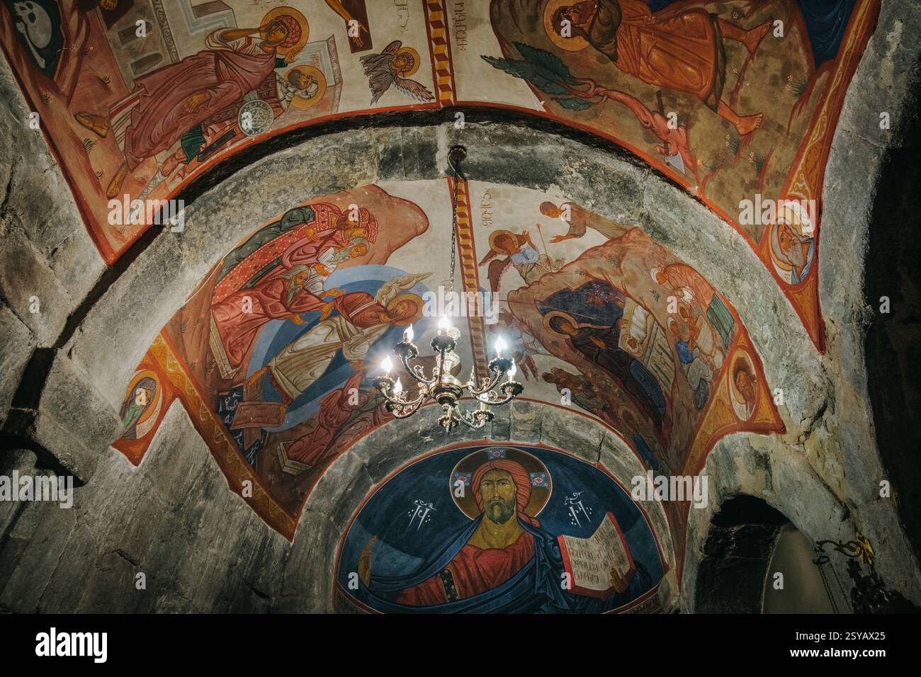 Byzantine-style frescoes inside Antioch Chapel, Mtskheta, Georgia ...