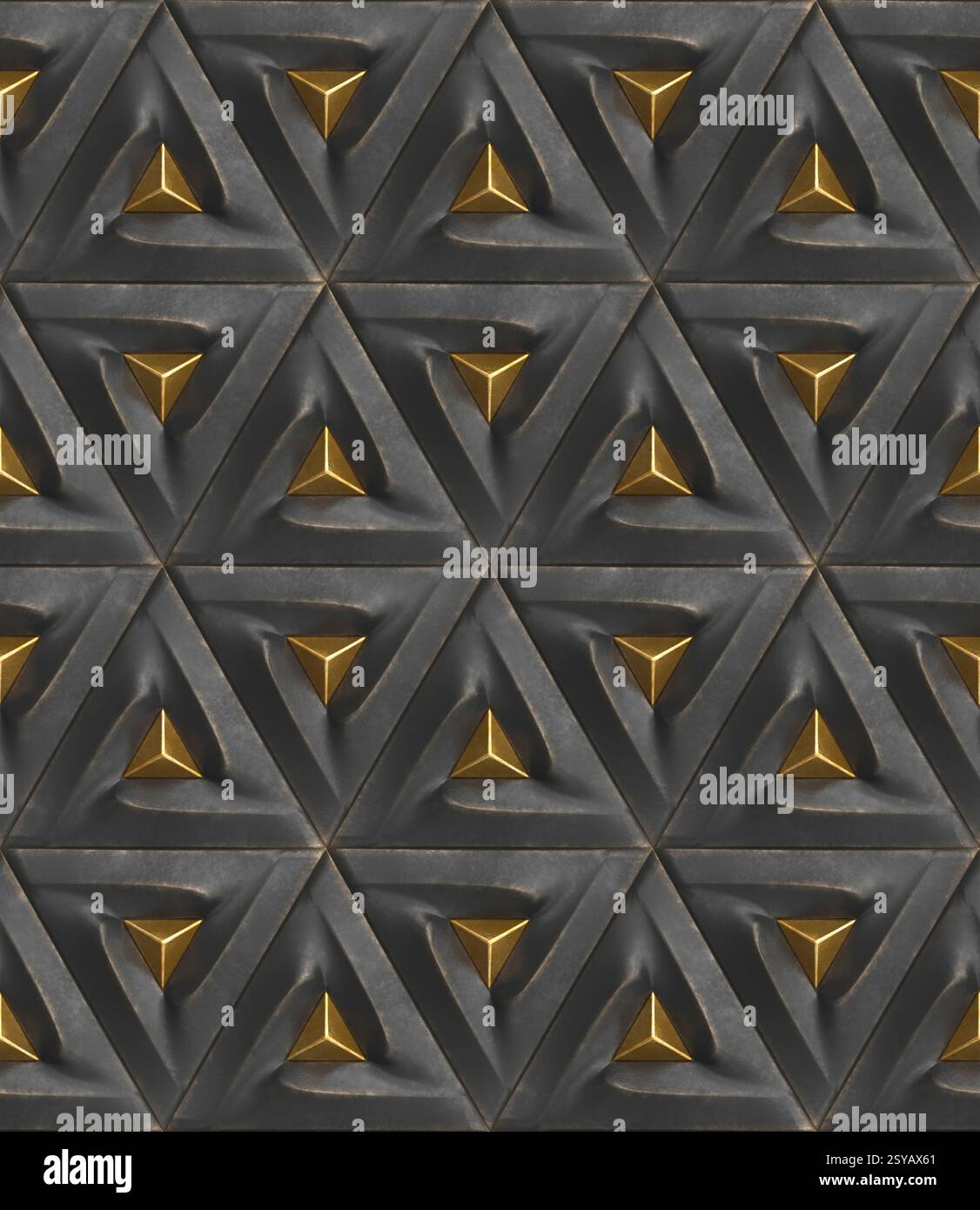 A striking 3D geometric pattern featuring metallic accents. The ...