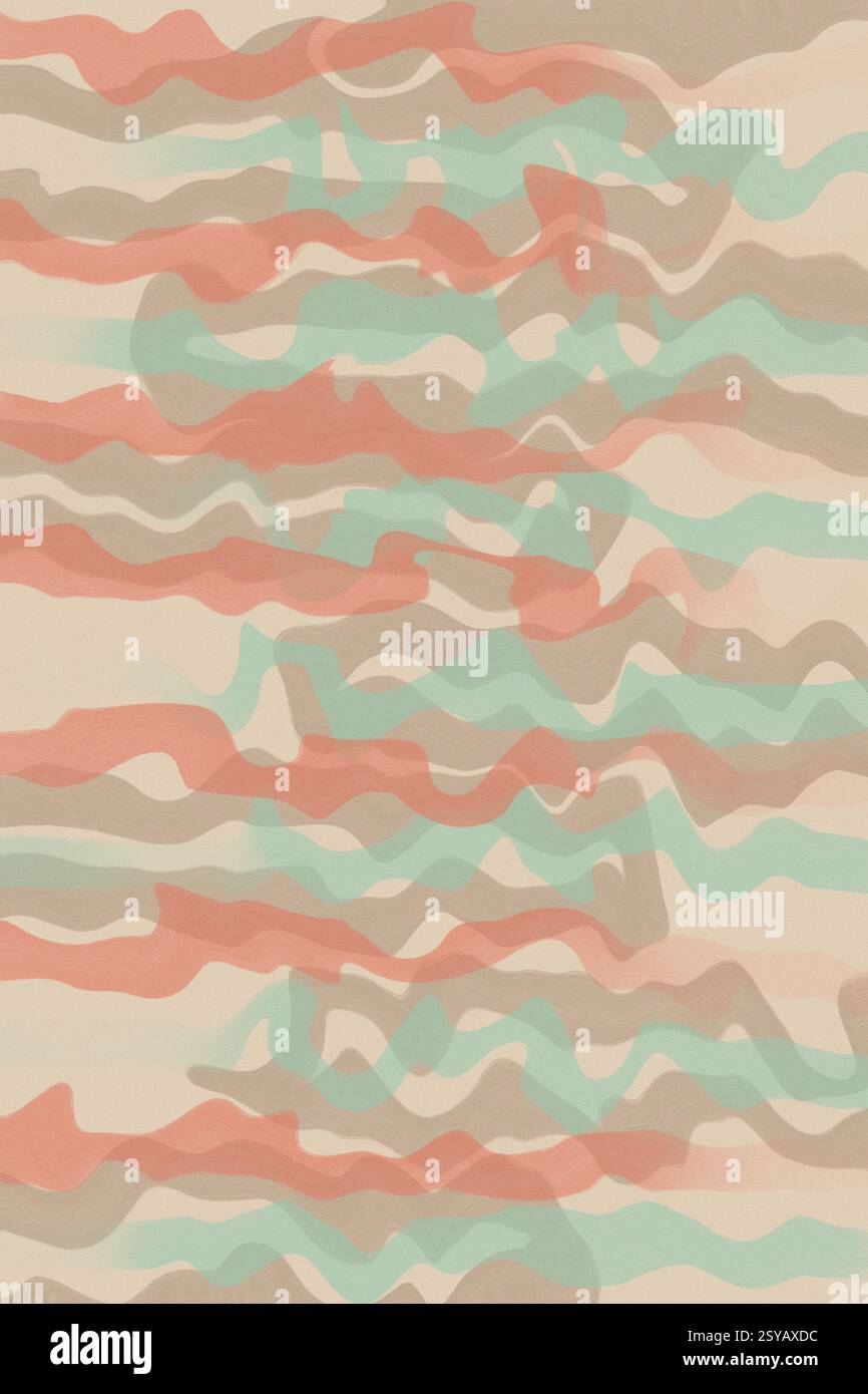 A soothing abstract pattern featuring wavy, flowing lines in earthy tones and soft pastels. The ...