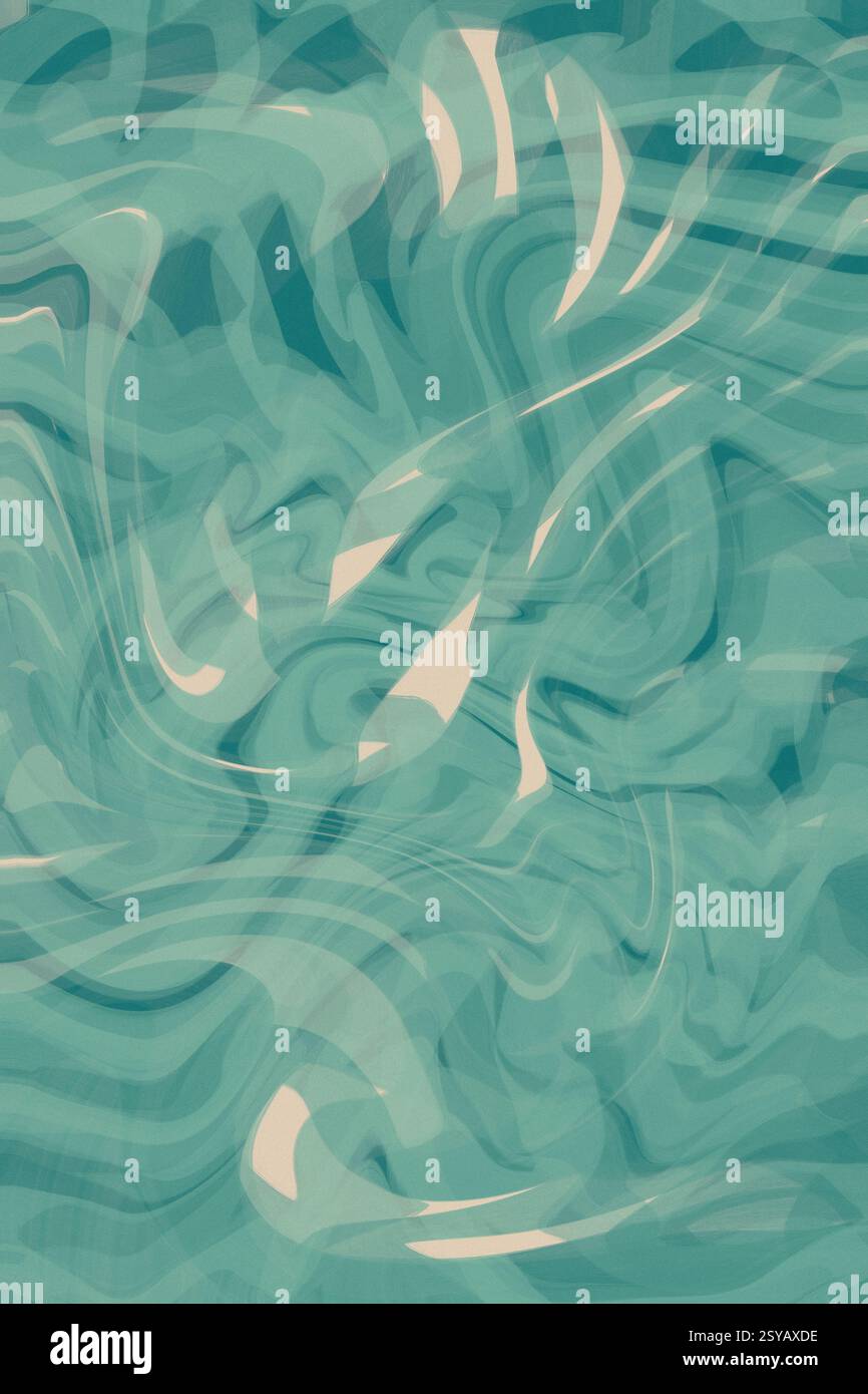 This abstract background illustration features smooth, flowing teal ...