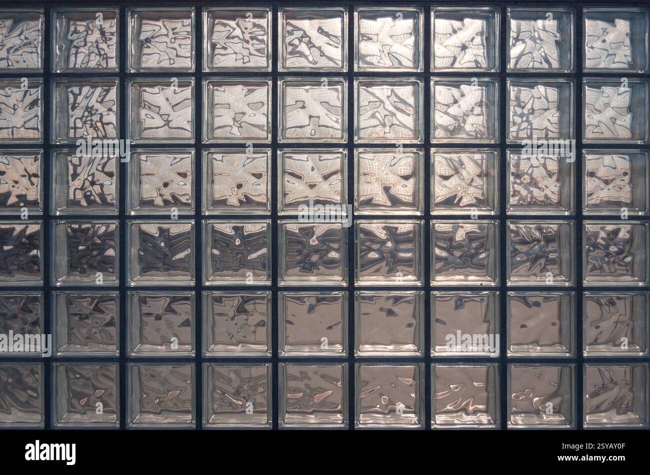 Aesthetic and modern design of textured glass block wall, capturing ...
