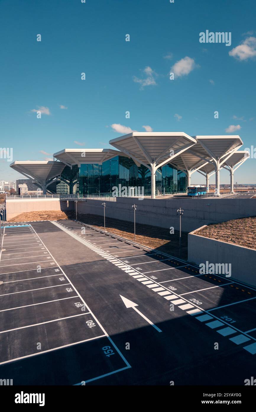 Sleek design of the new Valdebebas transport hub in Madrid showcasing ...