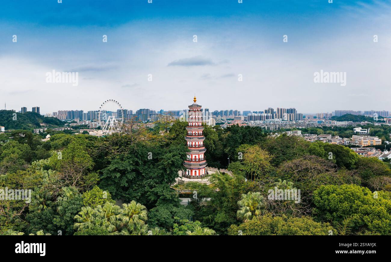 Aerial view of Zhongshan Park, Zhongshan City, Guangdong Province ...
