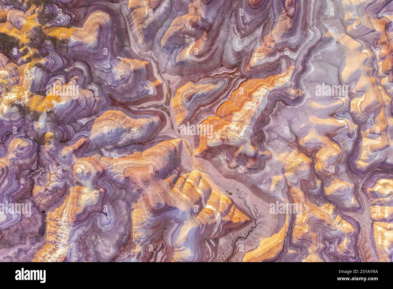 Aerial view of stunning, colorful bentonite formations in Utah ...
