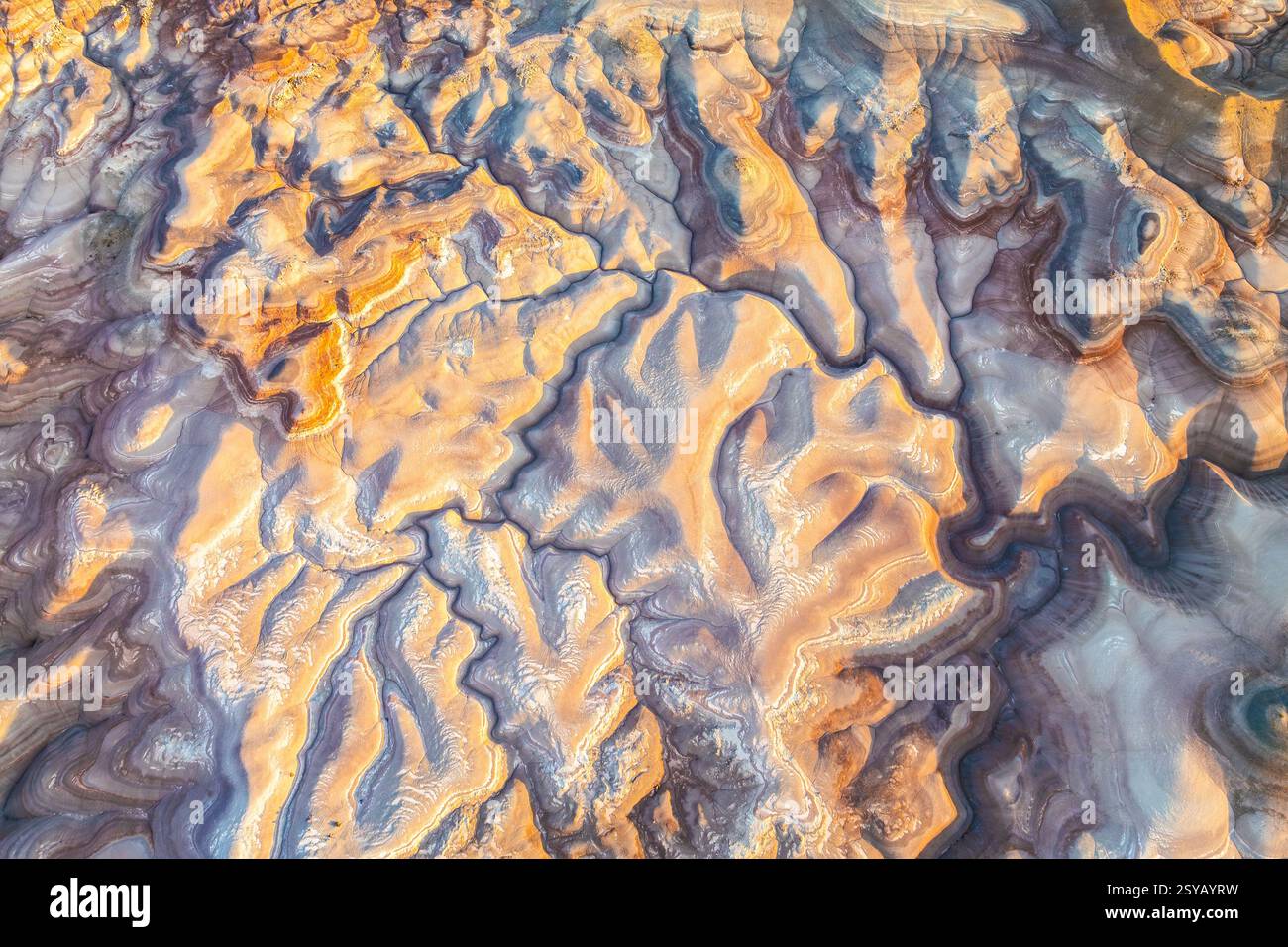 Captivating aerial view of golden bentonite formations in Utah, USA ...