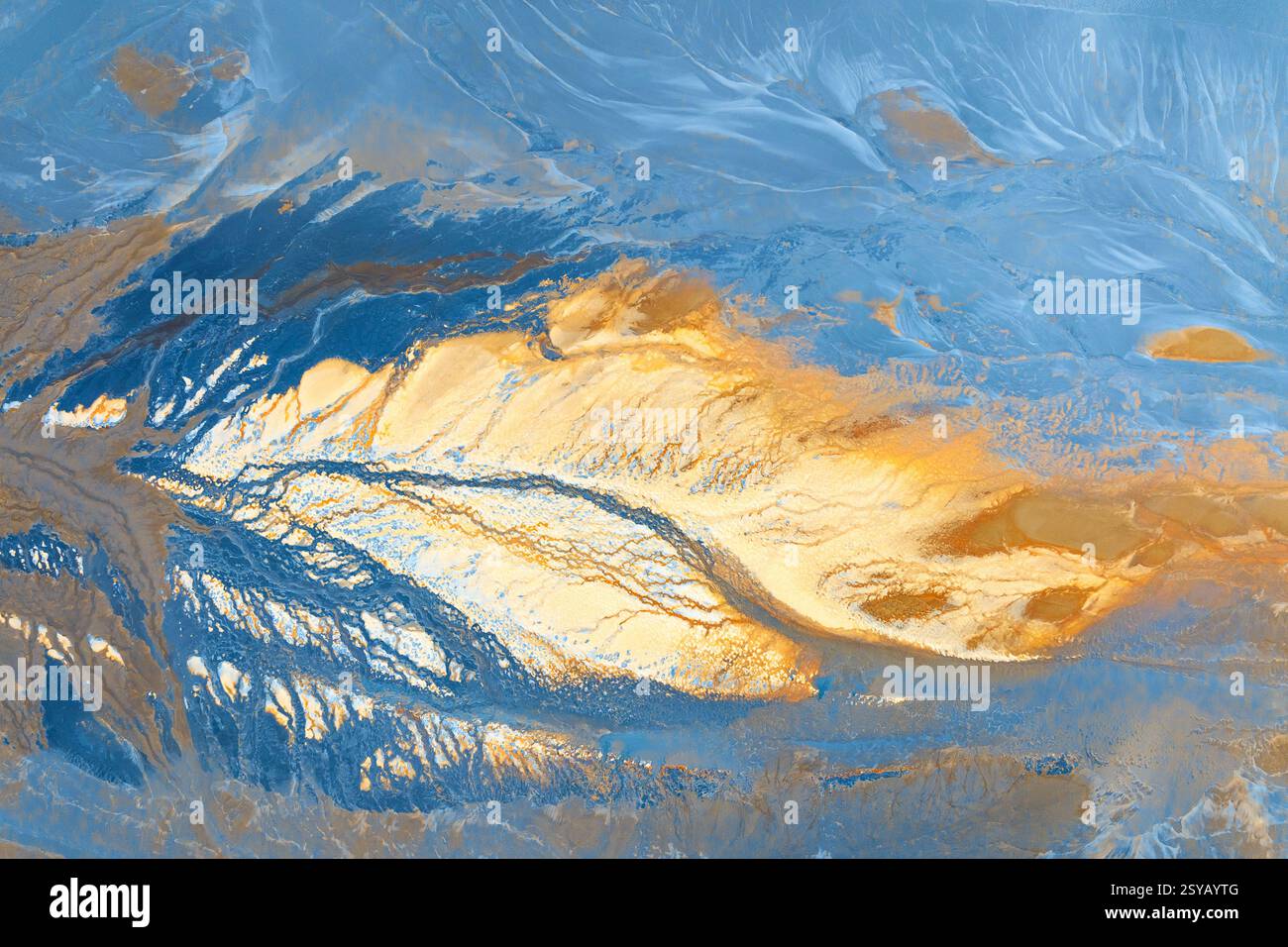 A vivid aerial capture showing a surreal landscape bathed in ...