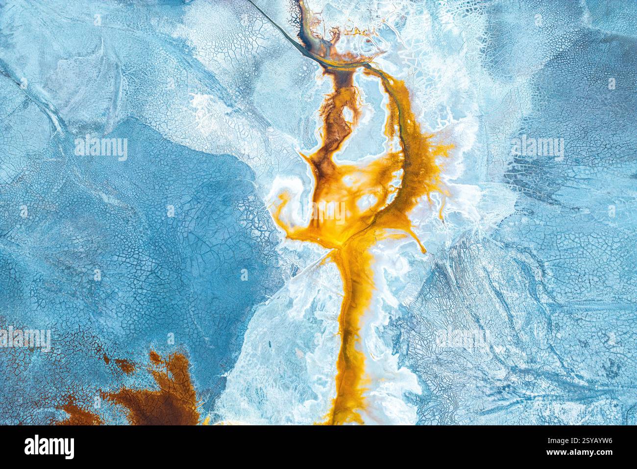 Aerial photo capturing a vibrant, abstract landscape where natural ...