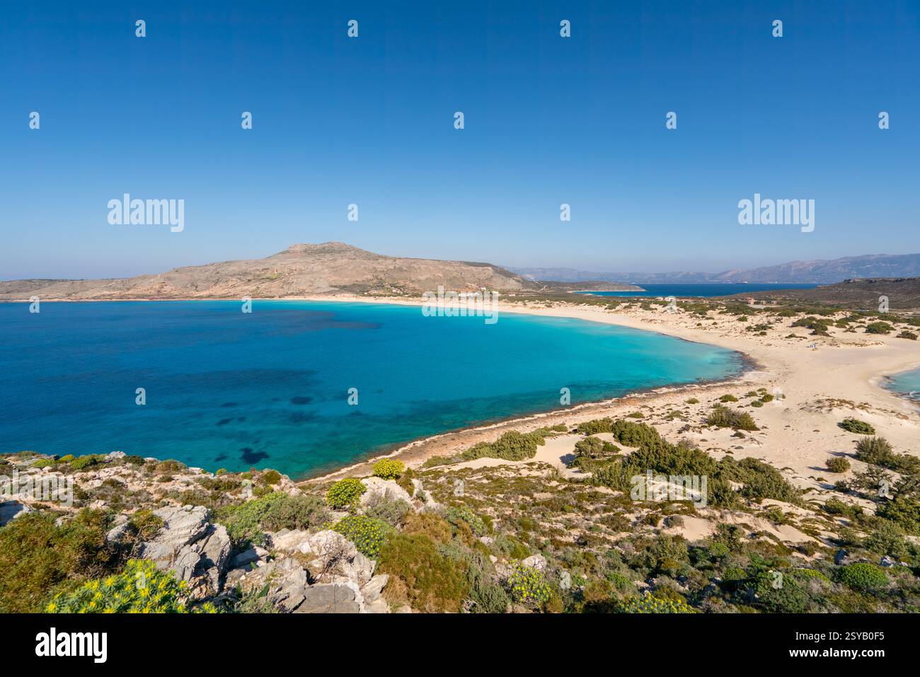 A breathtaking view of Simos Beach on Elafonisos Island, Greece, with ...