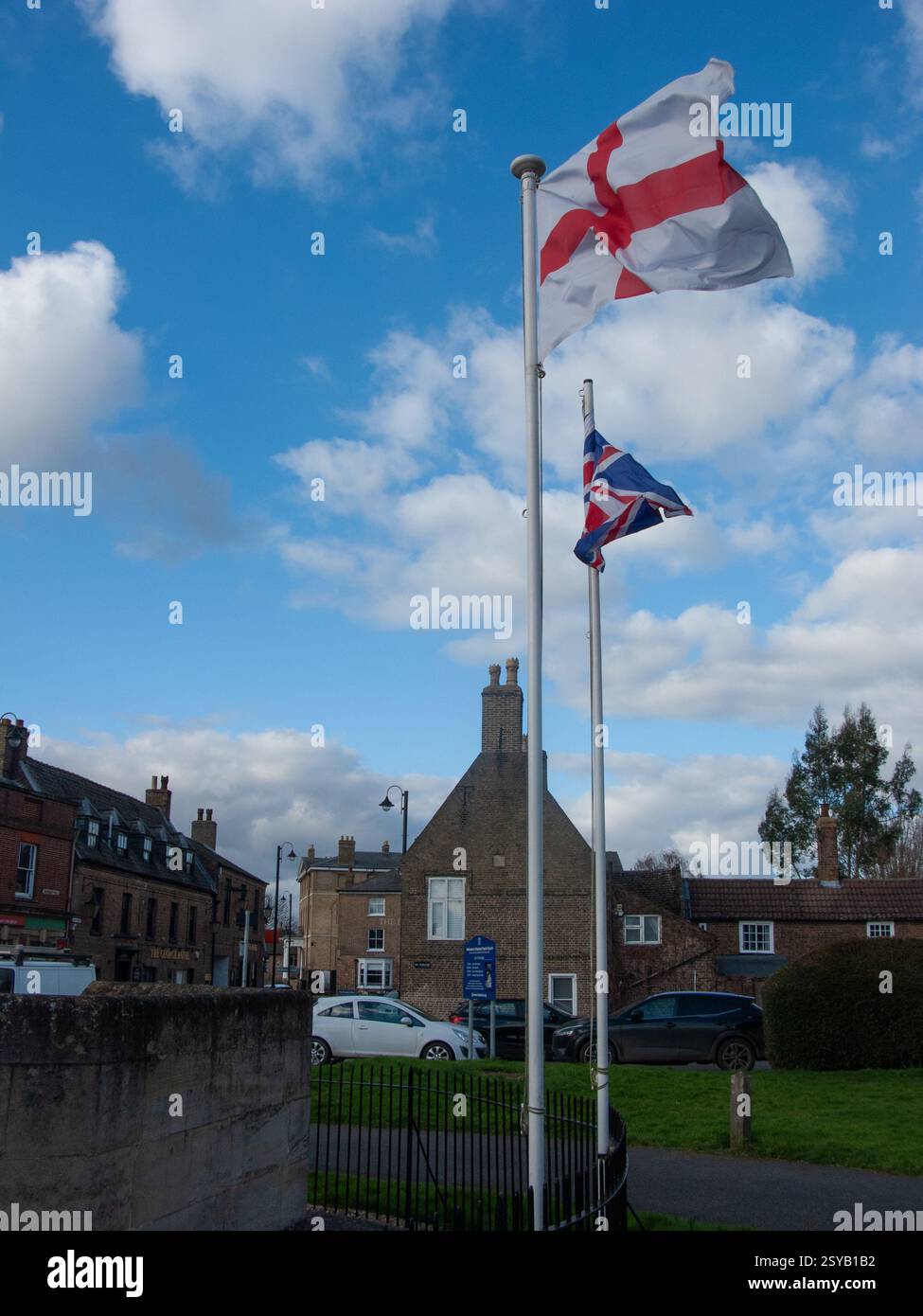St Georges Flag, Chatteris, Cambridgeshire Stock Photo - Alamy