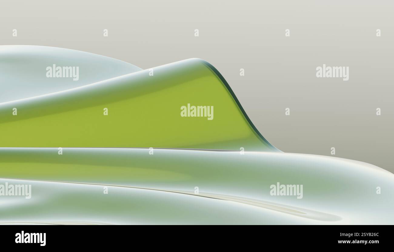 A 3D render showcasing elegant, flowing abstract shapes in soothing ...