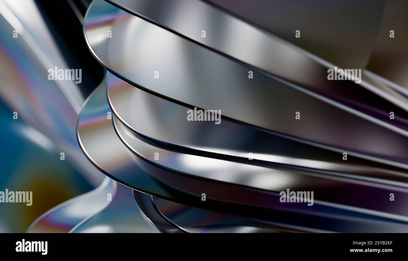 This Image Features Smooth Flowing Metallic Curves With Reflective Surfaces In A 3d Render