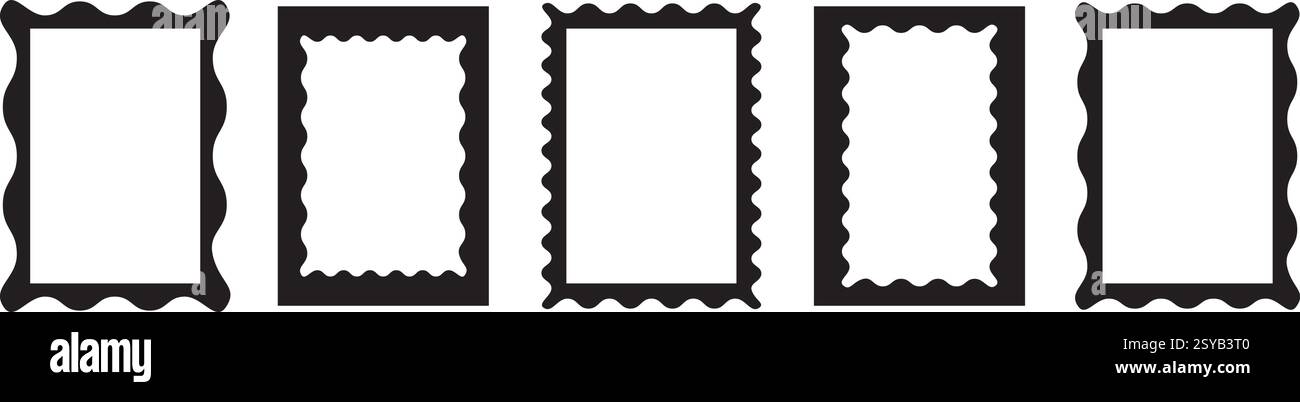 Wave scalloped edge frames set. Trendy photo borders. Modern vector ...