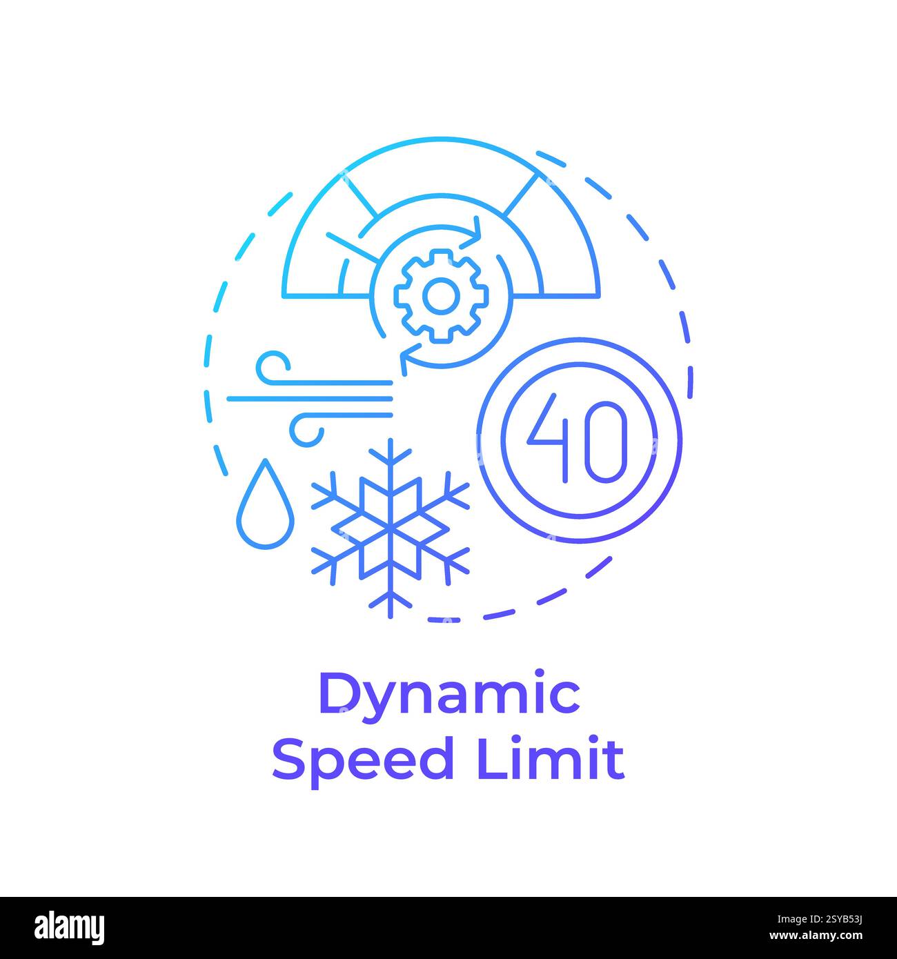 Dynamic speed limit blue gradient concept icon Stock Vector Image & Art ...