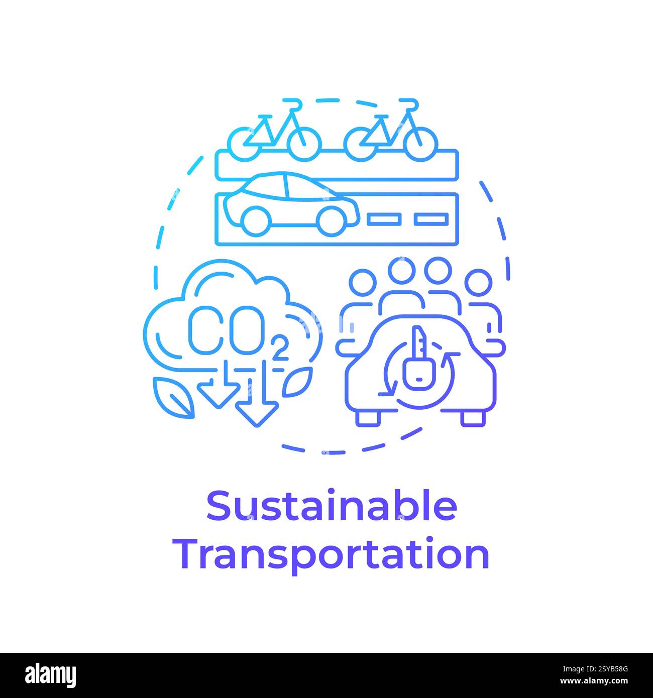 Sustainable transport blue gradient concept icon Stock Vector Image ...