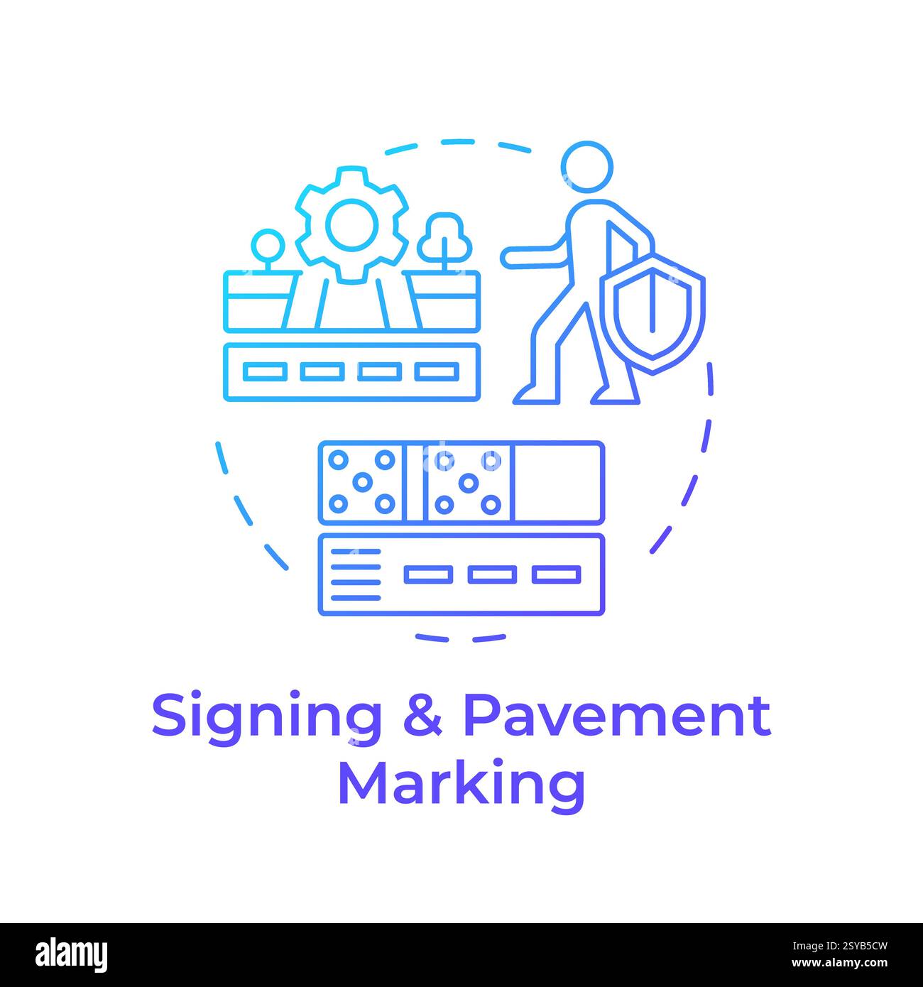 Signing and pavement marking blue gradient concept icon Stock Vector ...