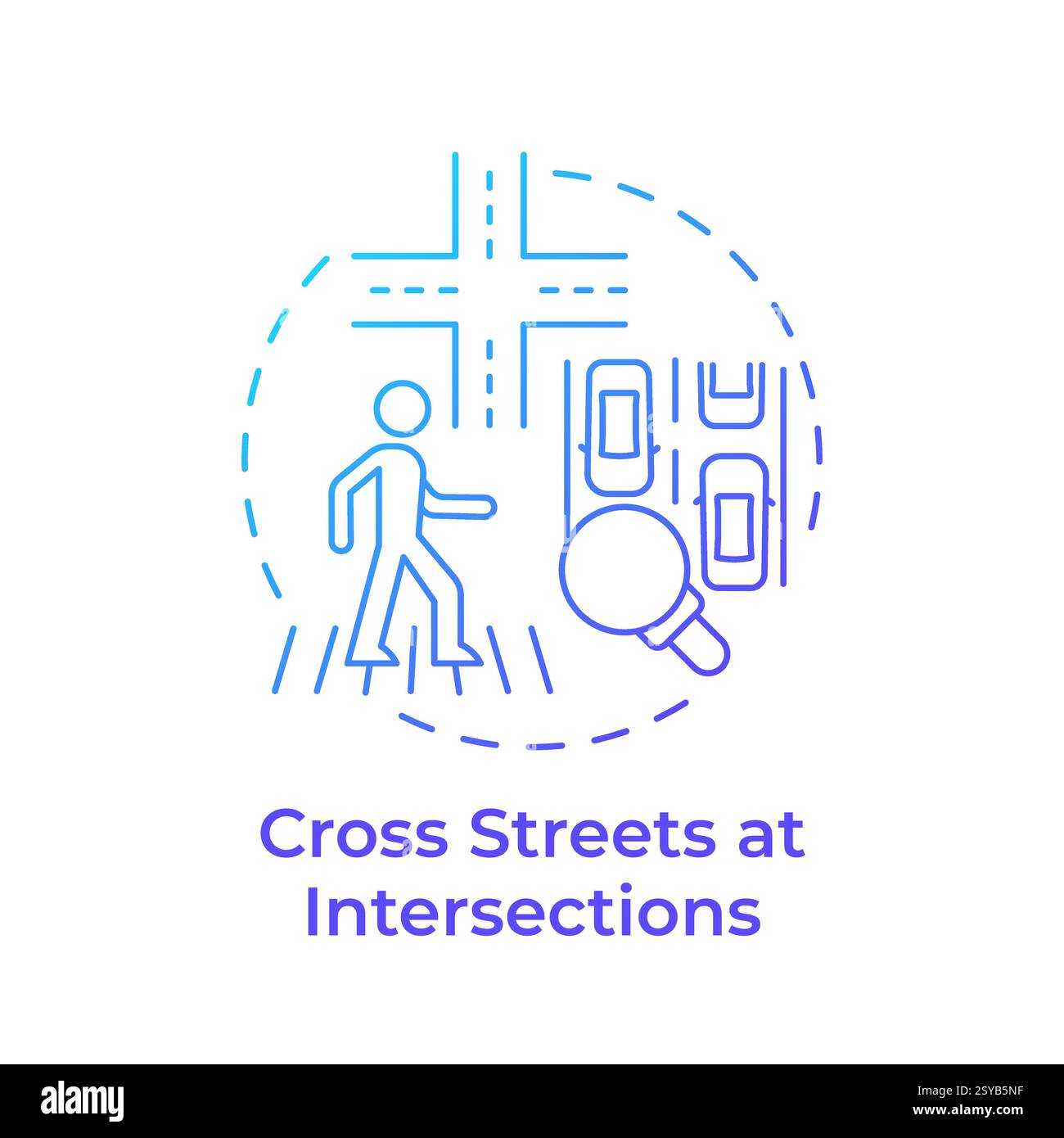 Cross streets at intersections blue gradient concept icon Stock Vector ...
