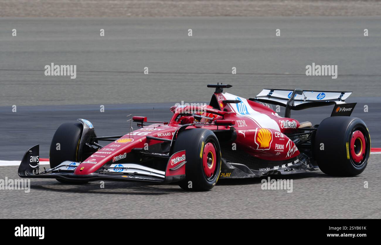 Ferrari's Charles Leclerc during day three of pre-season testing at the ...