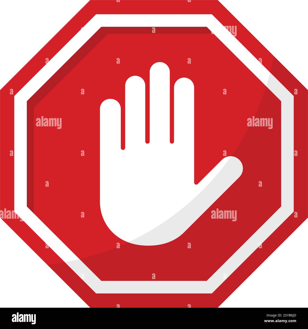 Stop sign with hand icon in flat style. Traffic control vector ...