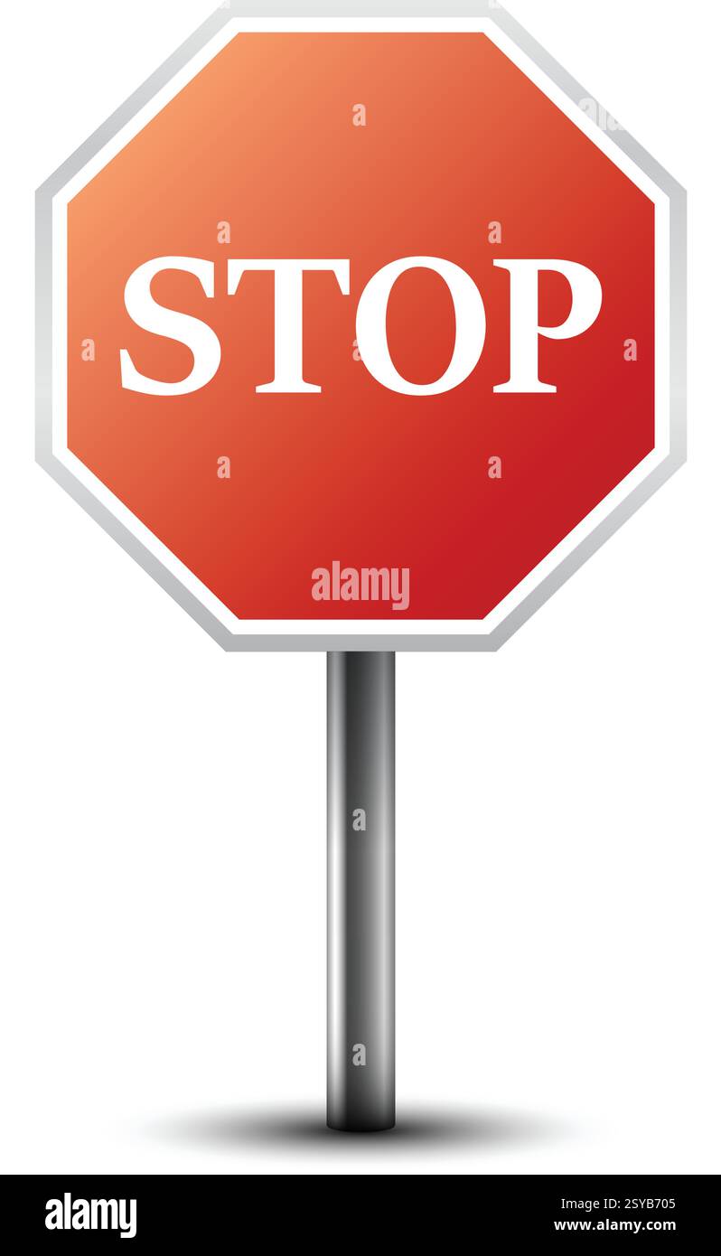 Stop sign icon in flat style. Traffic control vector illustration on ...