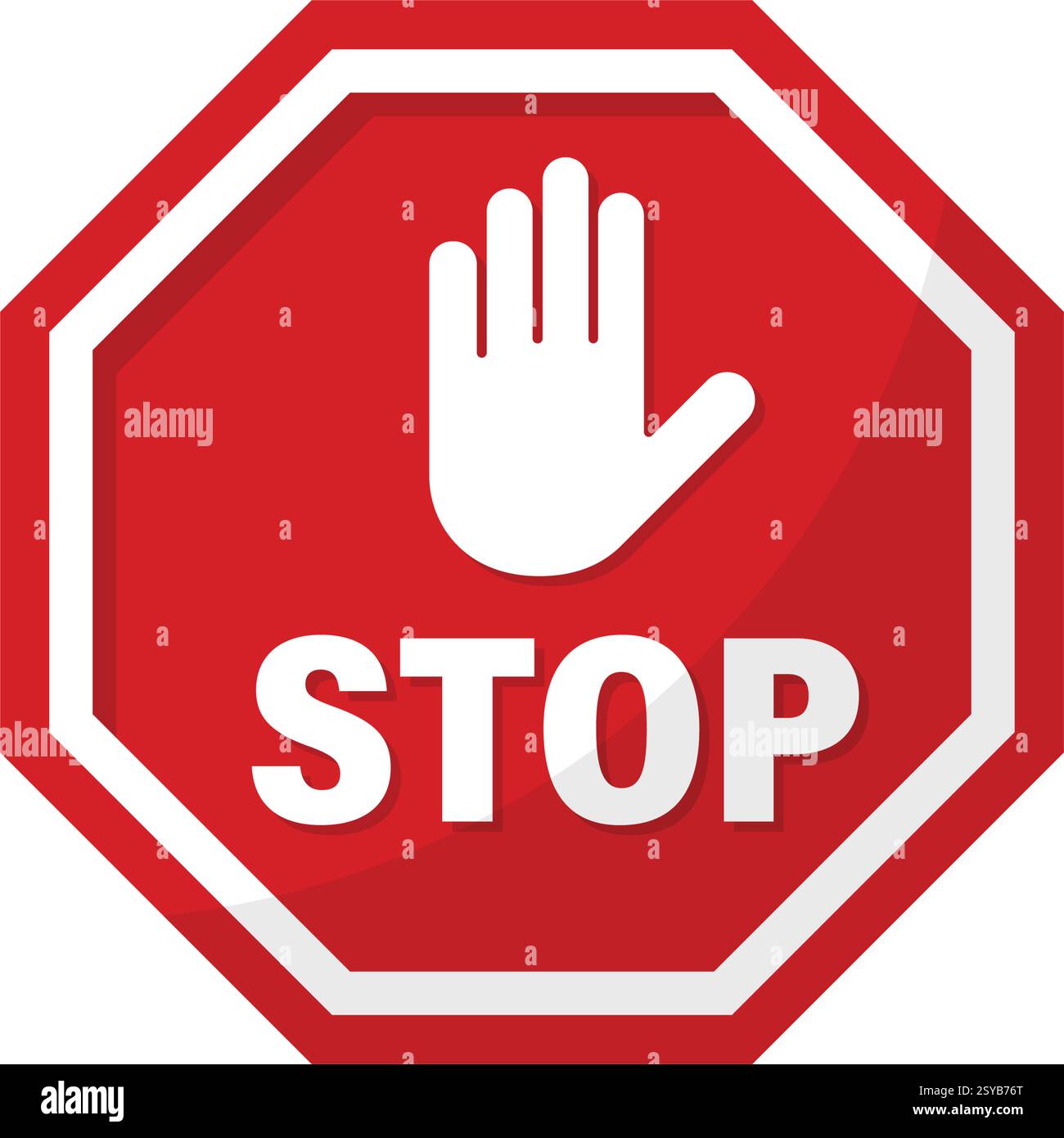 Stop sign with hand icon in flat style. Traffic control vector ...