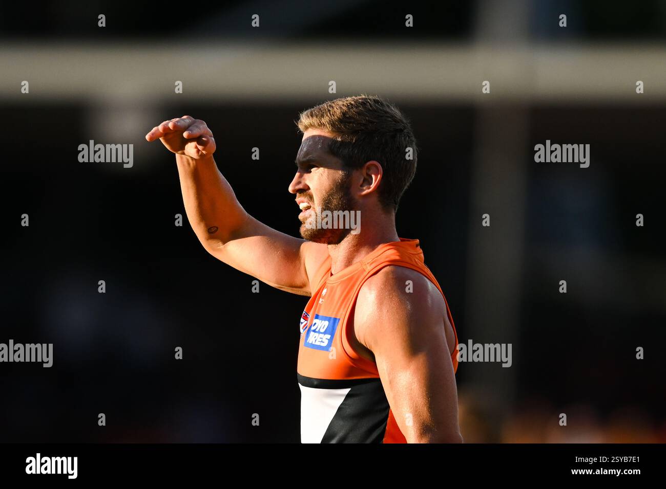 Canberra, Australia. 28th Feb, 2025. Callan Ward of the Giants reacts ...