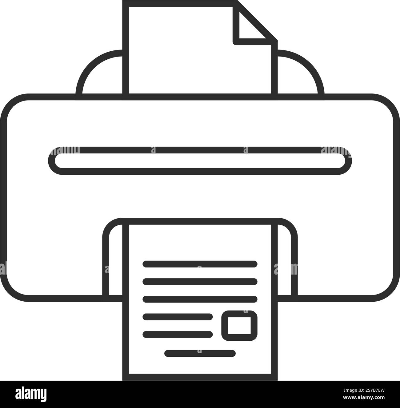 Printer icon in flat linear style. Office machine vector illustration ...