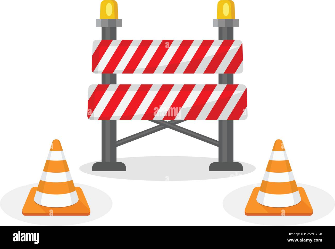 Stop Traffic Road Barrier Icon In Flat Style Roadwork Vector Illustration On Isolated