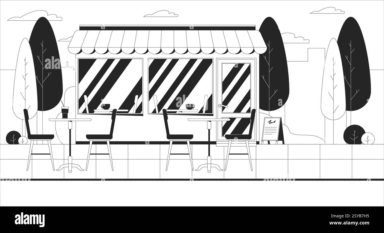 Empty outdoor cafe scene Stock Vector Images - Alamy