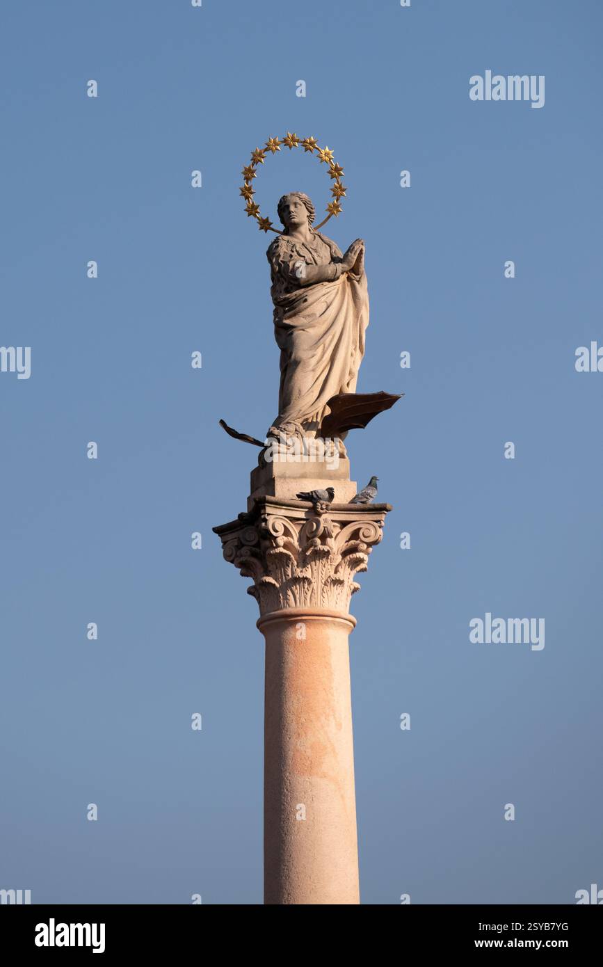 Marian column, religious statue of the Virgin Mary in Old Town Square ...