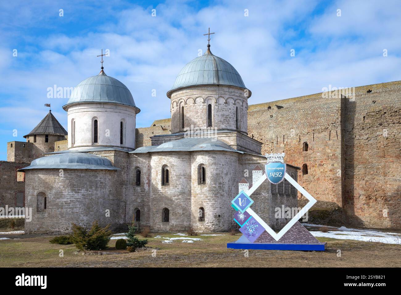 IVANGOROD, RUSSIA - MARCH 10, 2024: Ancient temples on the territory of ...