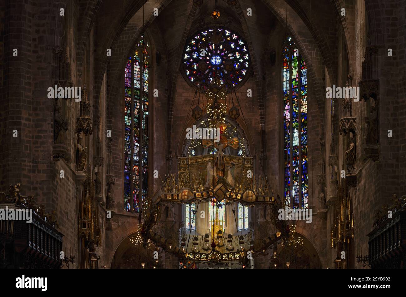 Choir designed by Antoni Gaudi, interior view, La Seu, Basilica de ...