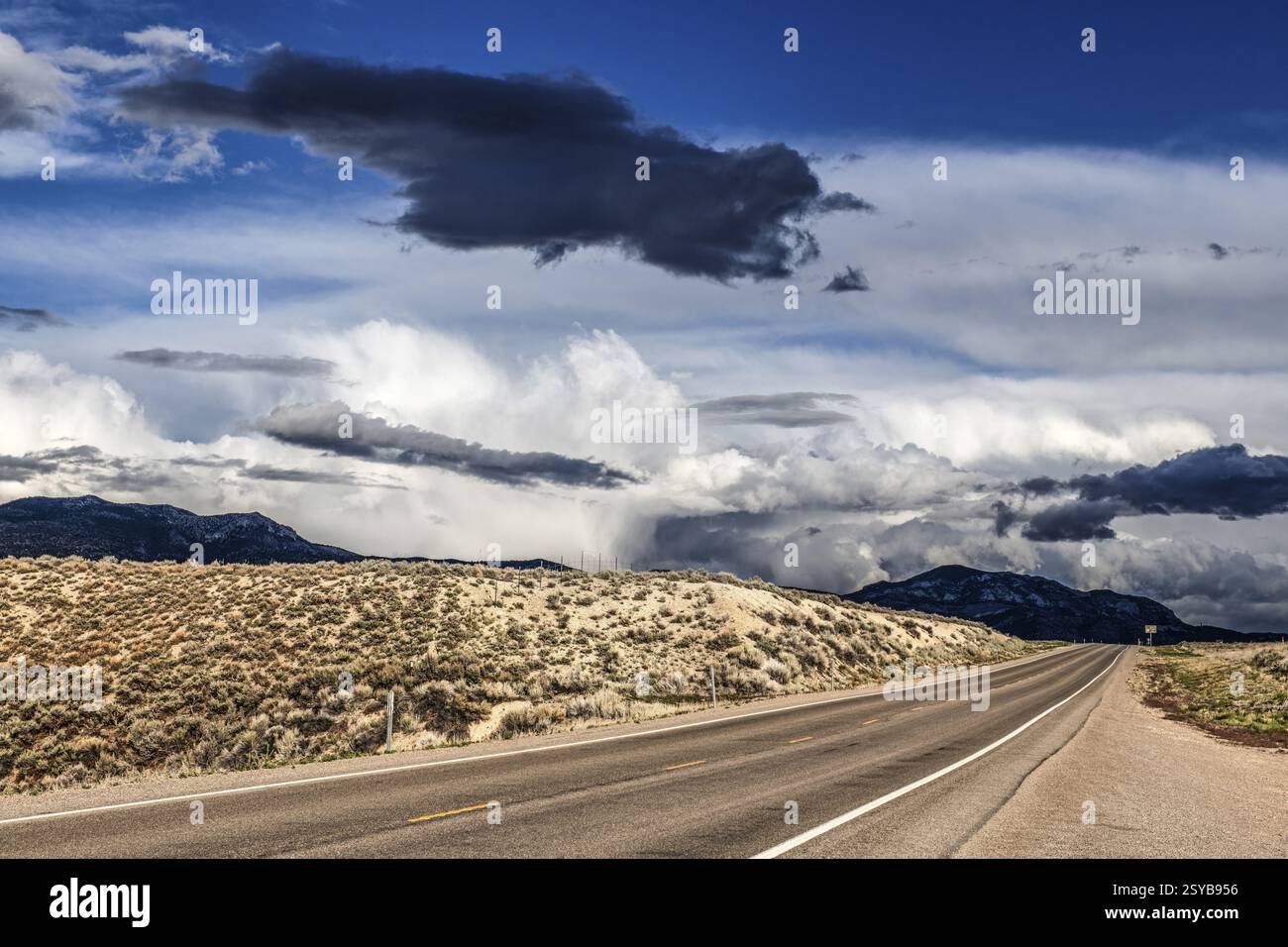 Wild thunderstorm and rain clouds over the Great Basin Highway US 93 ...