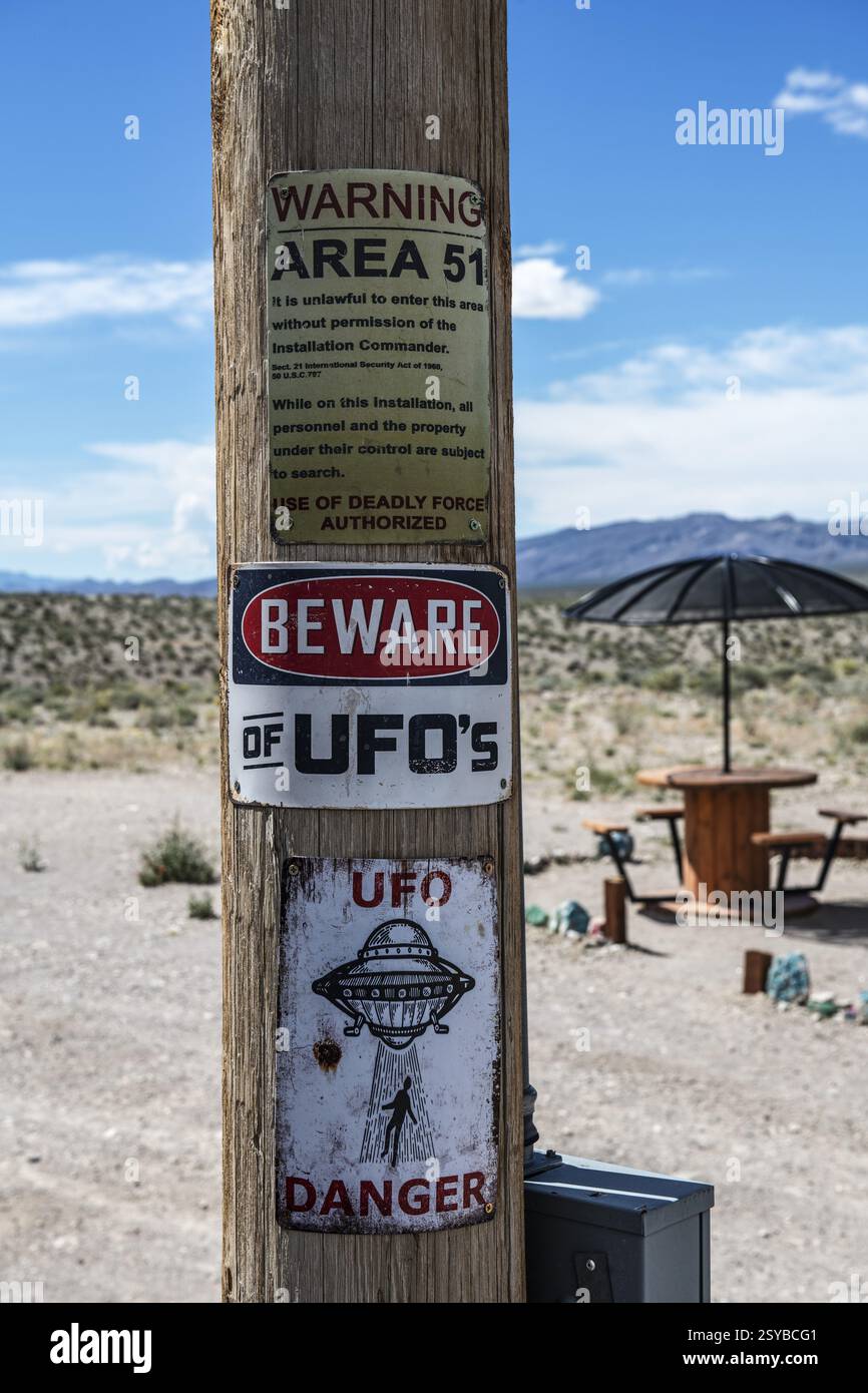 Warning sign UFOs, Area 51, Aliens, Rachel, Extraterrestrial Highway ...