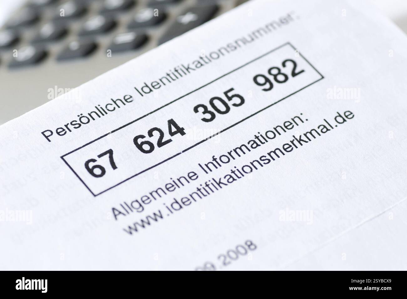 Sheet with personal identification number, tax number Stock Photo - Alamy