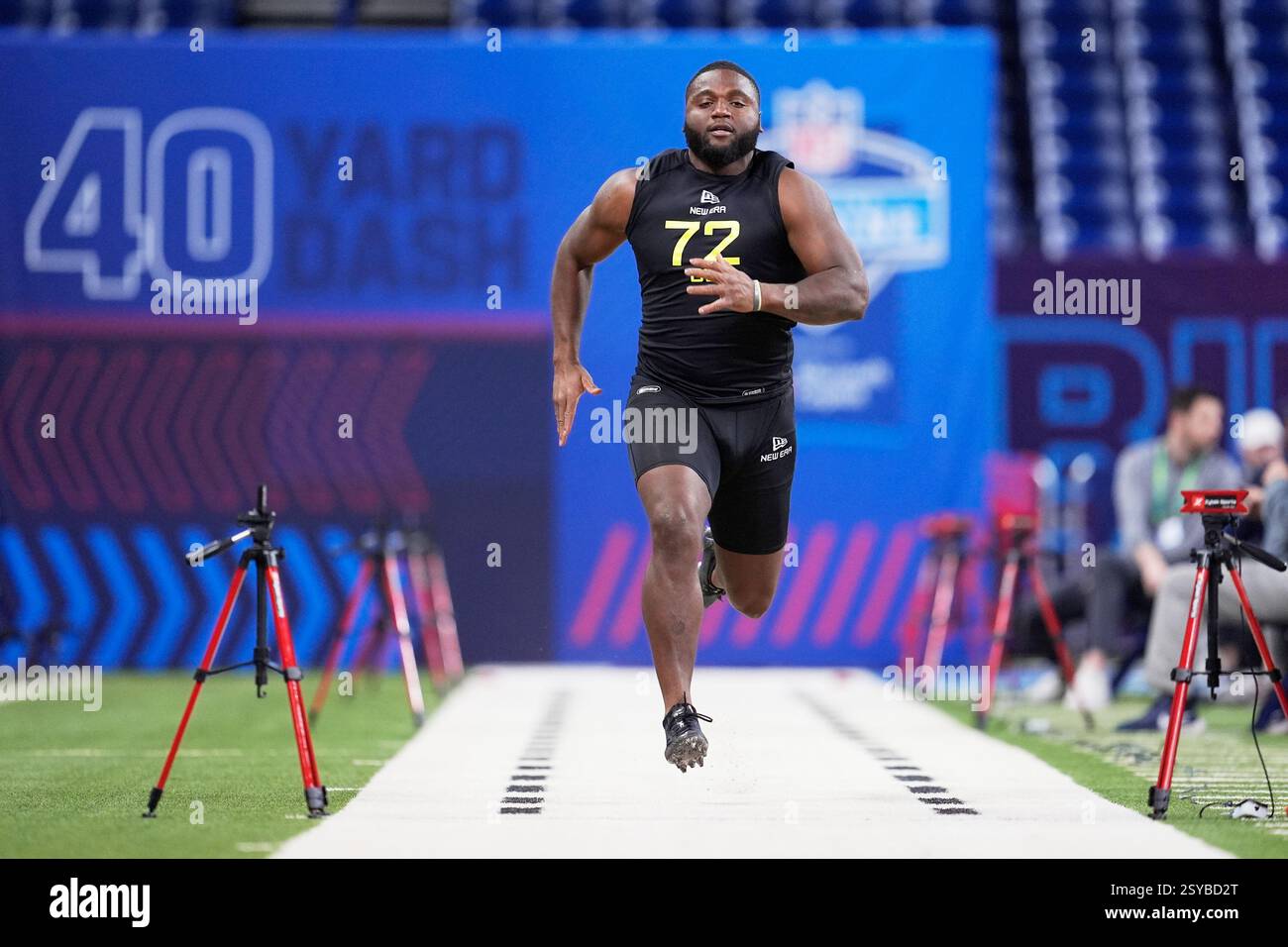 Central Arkansas defensive lineman David Walker runs the 40-yard dash ...