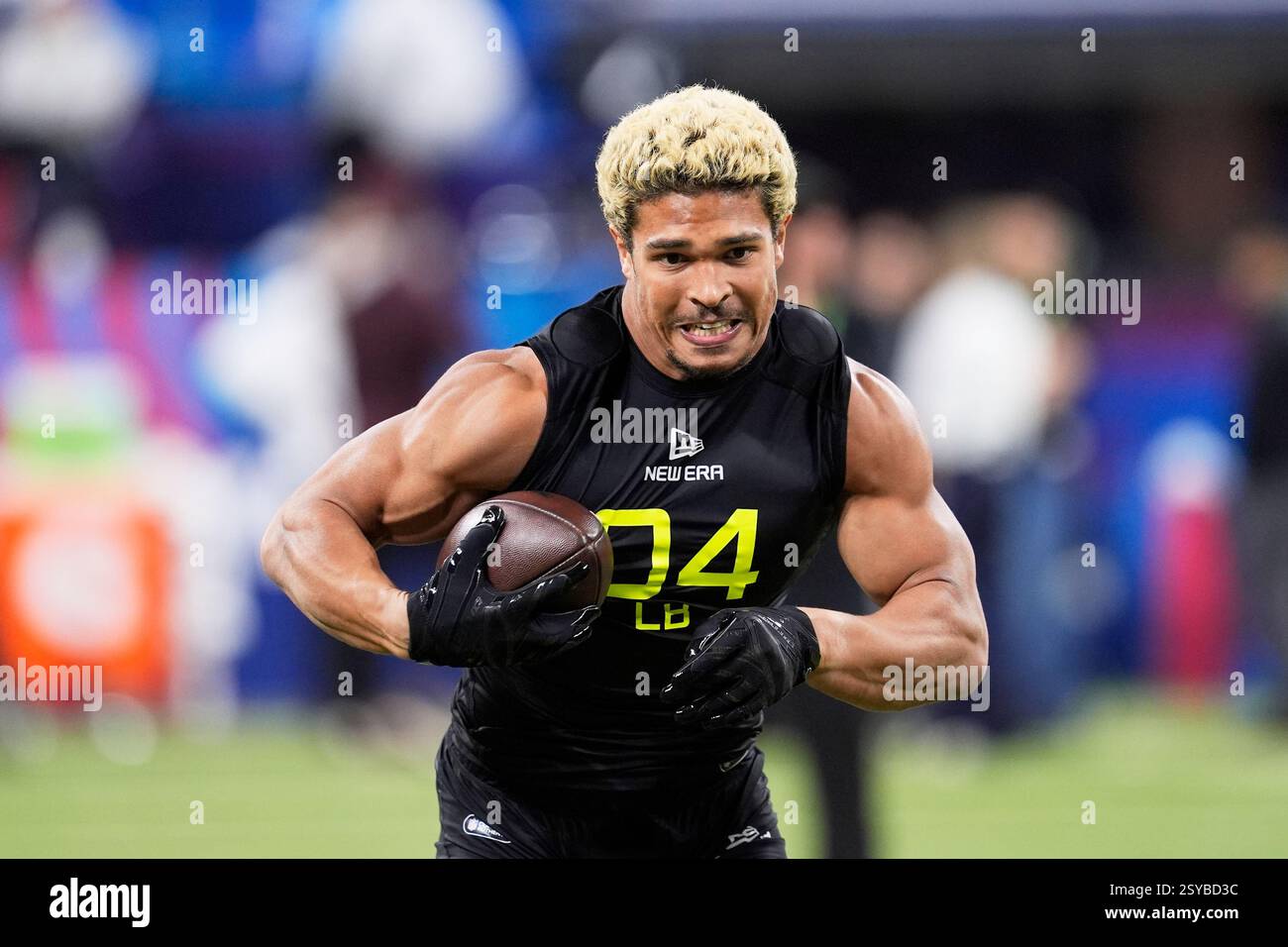 California linebacker Teddye Buchanan runs a drill at the NFL football ...