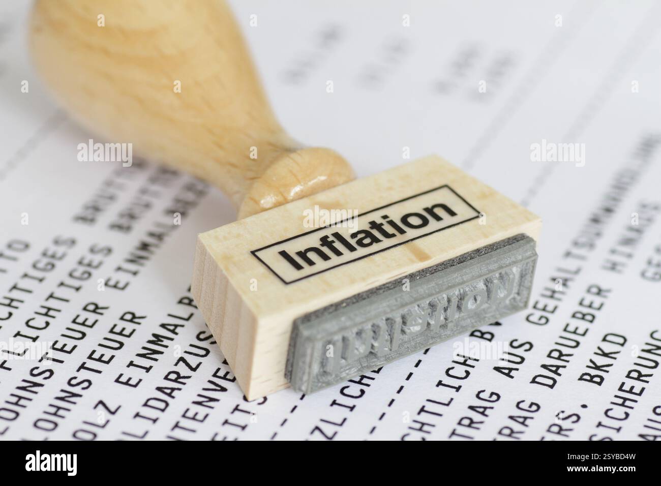 Stamp with the inscription Inflation, prices, price development, price ...