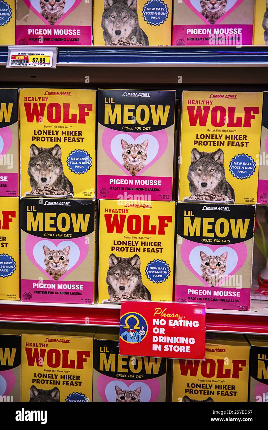 Pet food for wolves, art at the Meow Wolf Museum, Area 15, Las Vegas ...