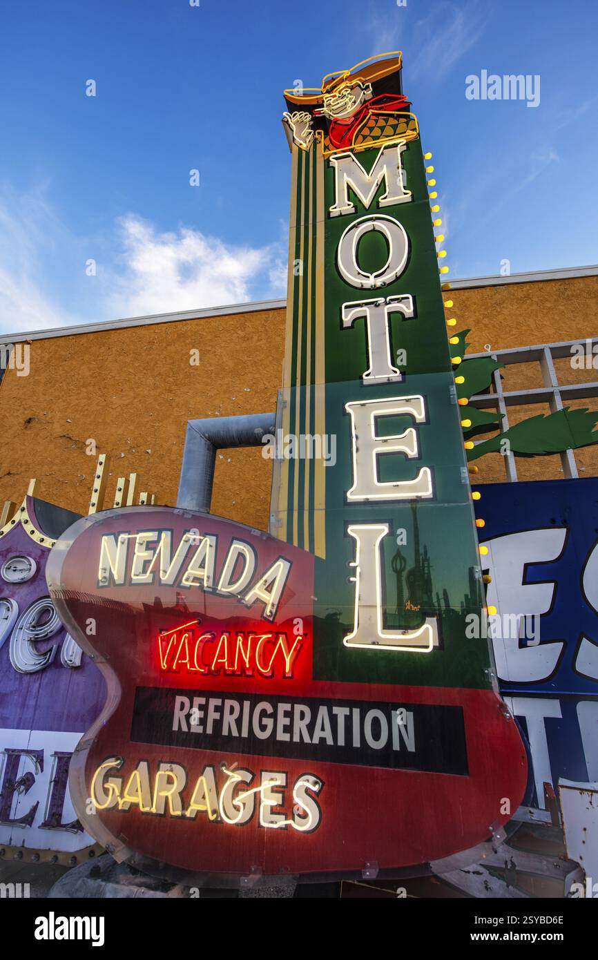 Nevada Motel, old neon sign, Boneyard, Neon Museum, Las Vegas, Nevada ...