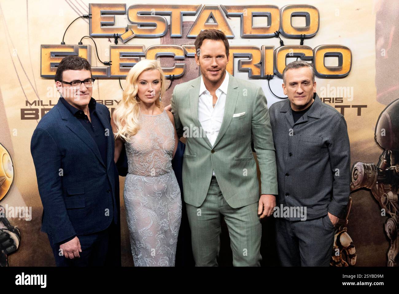 Anthony Russo, Millie Bobby Brown, Chris Pratt und Joe Russo bei der ...