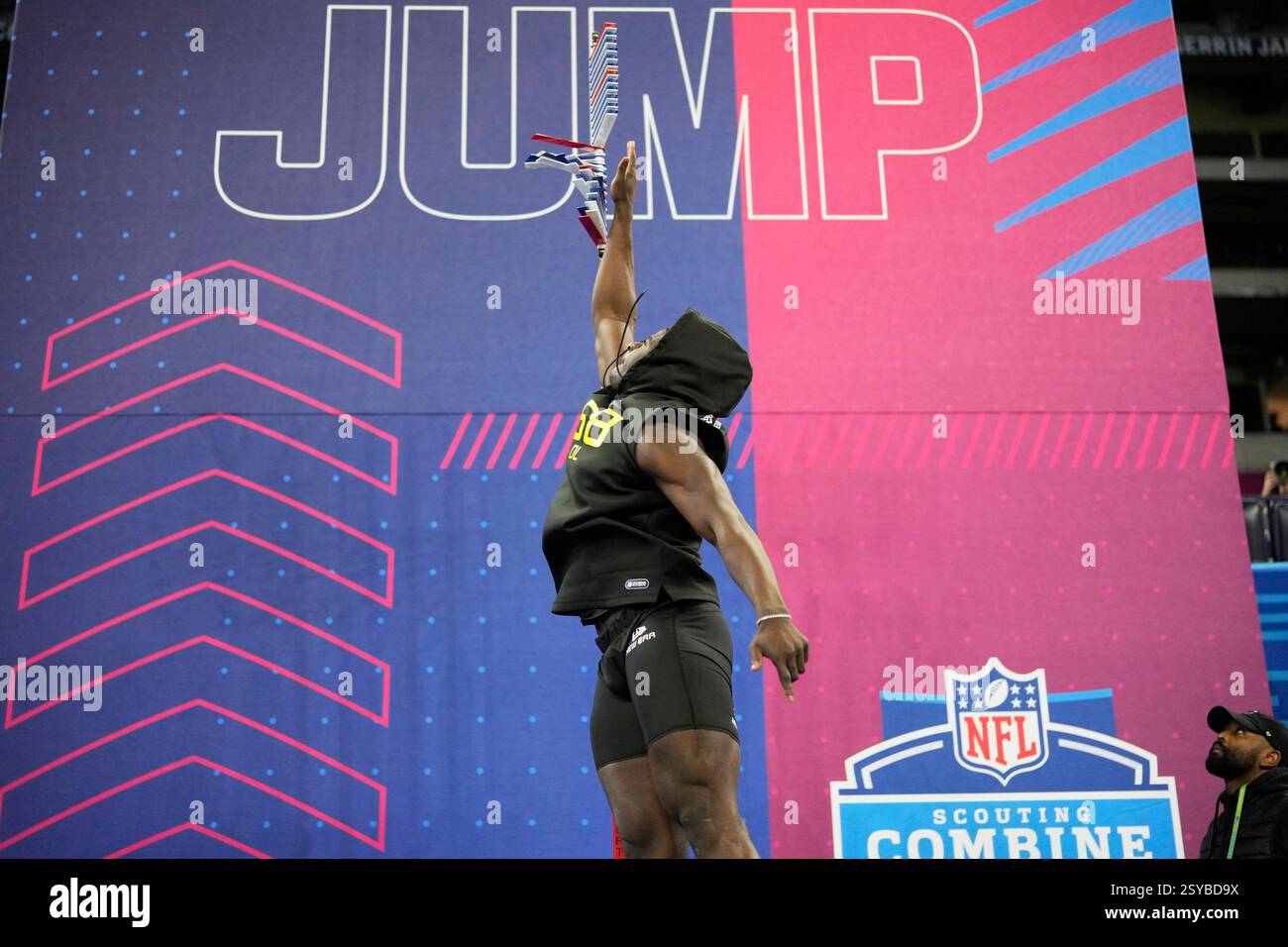 UCLA defensive lineman Oluwafemi Oladejo participates in vertical jump ...