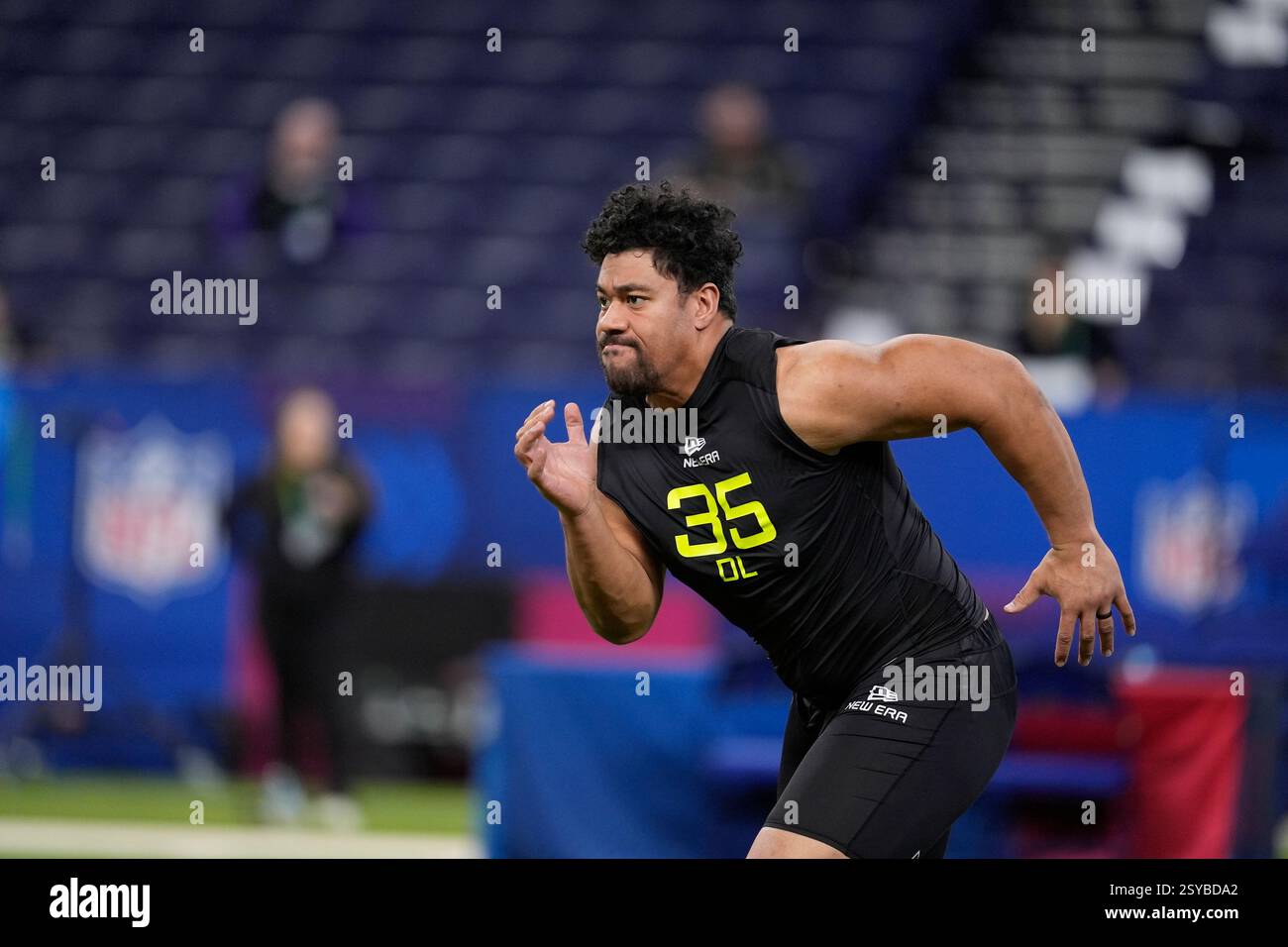 Utah defensive lineman Junior Tafuna runs a drill at the NFL football ...