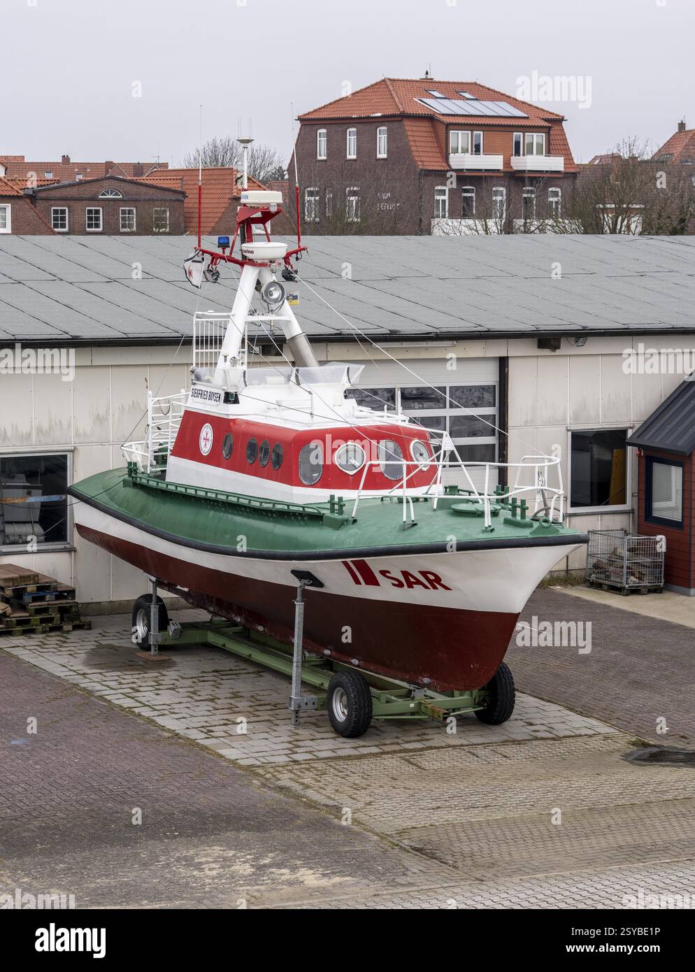 The East Frisian North Sea island of Juist in winter, the former rescue ...