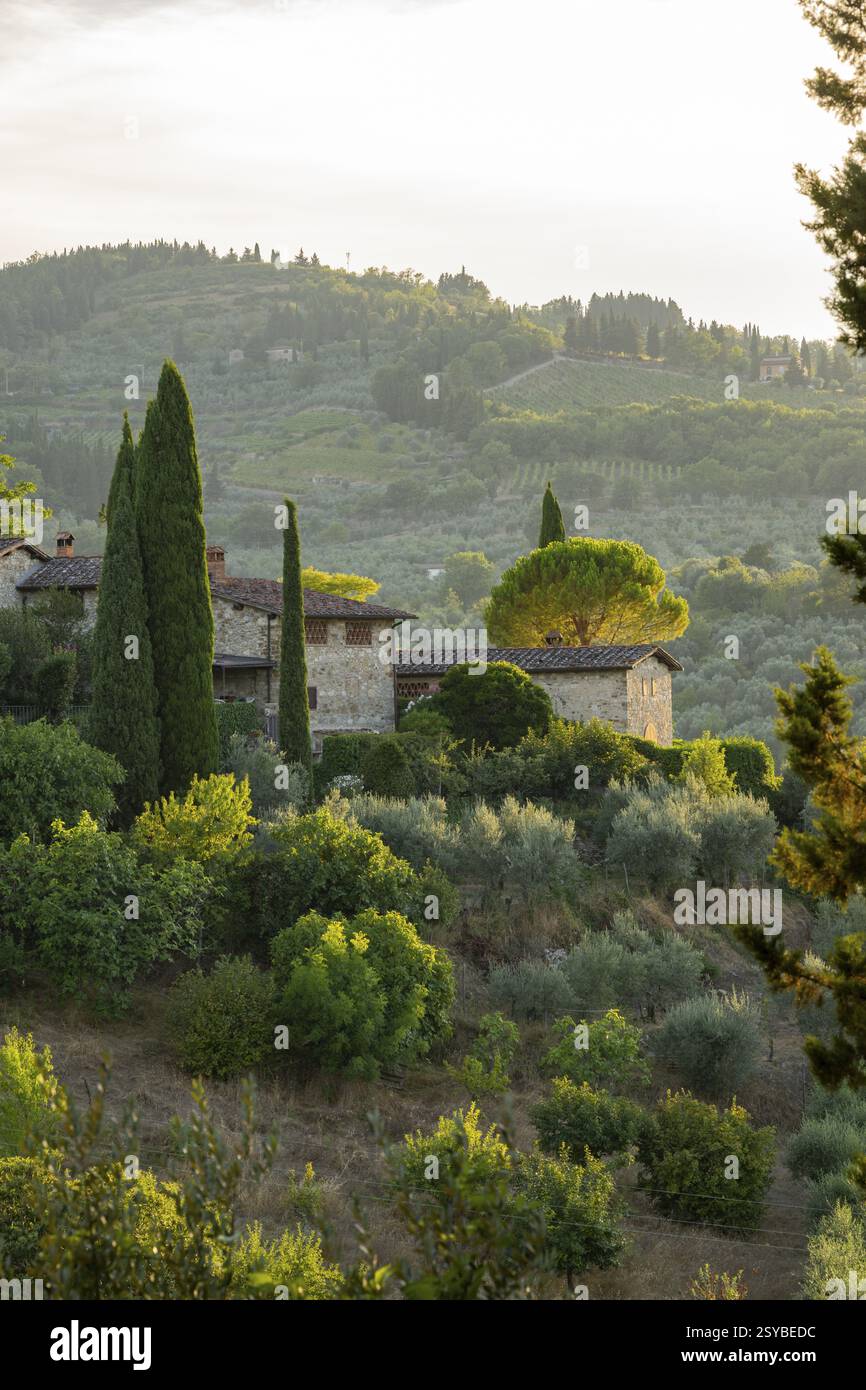Tuscan landscape next to greve in Chianti and Montefioralle, country ...