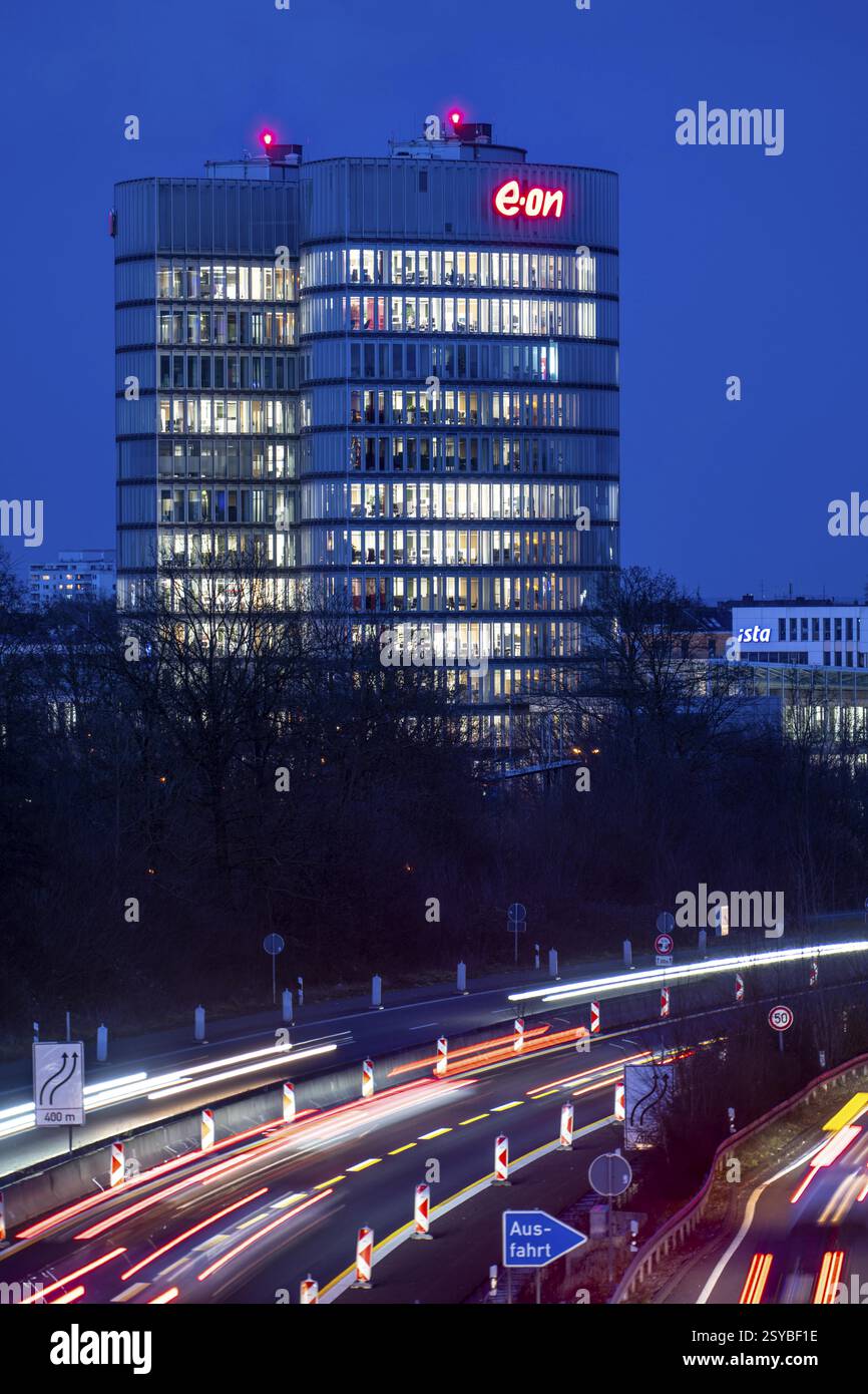 E.ON headquarters, Group headquarters in Essen-Ruettenscheid, A52 motorway, North Rhine ...