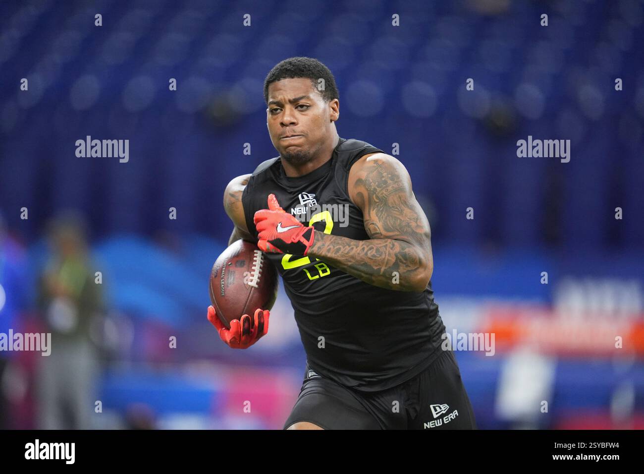 Mississippi linebacker Chris Paul Jr. runs a drill at the NFL football ...