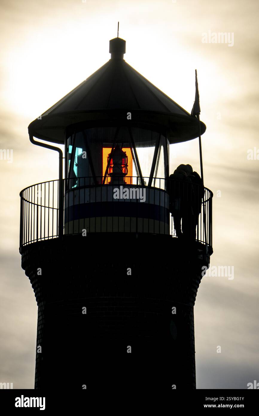 The East Frisian North Sea island Juist in winter, the old lighthouse ...