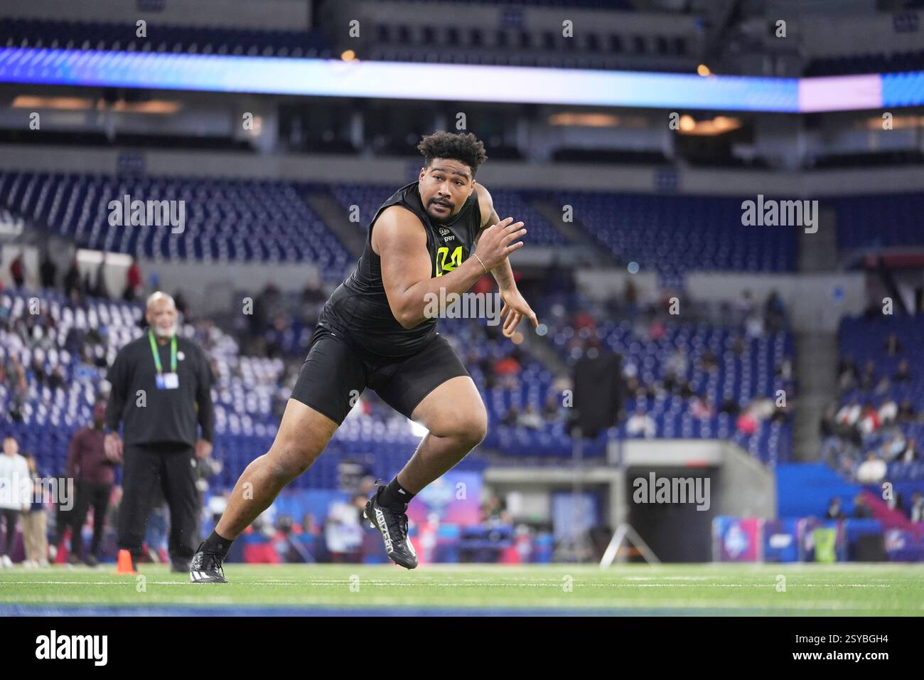 Iowa defensive lineman Yahya Black runs a drill at the NFL football ...