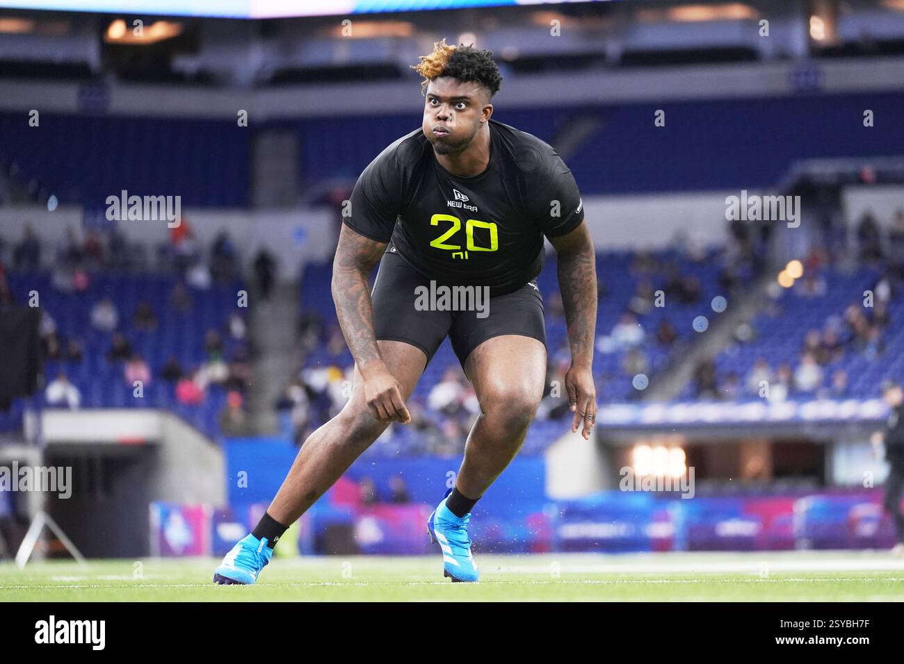 Florida defensive lineman Cam Jackson runs a drill at the NFL football ...